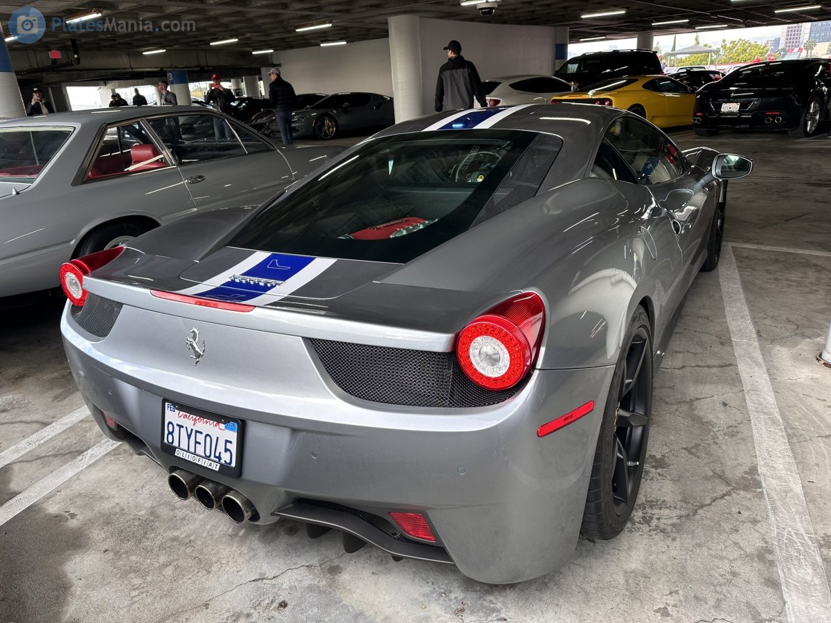 8TYF045, Ferrari 458 (California) License plate of the USA