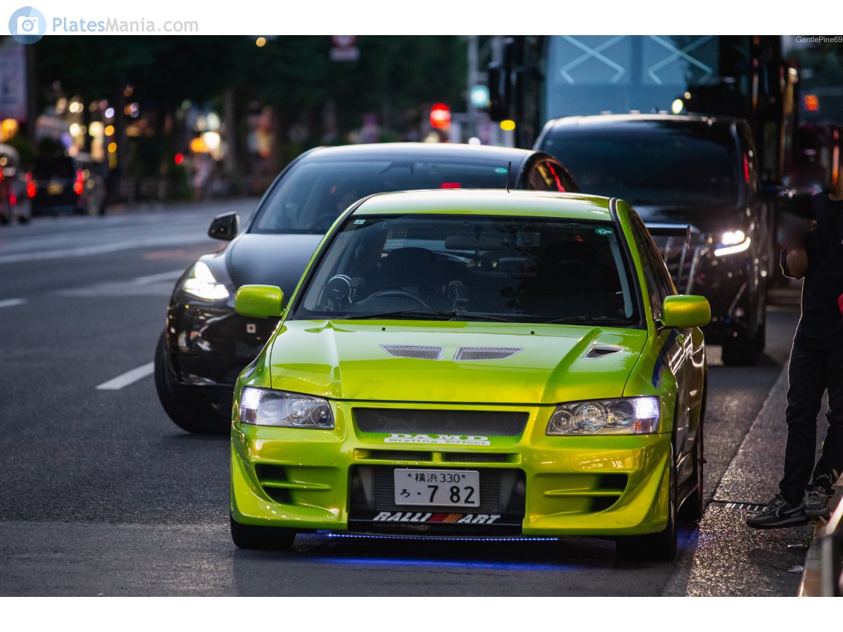 横浜 330 ろ 782, Mitsubishi Lancer Evolution (Yokohama) License plate of Japan