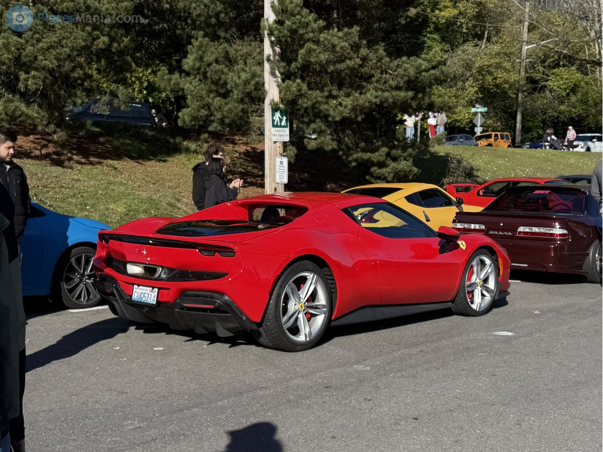 CUG5714, Ferrari 296 (Washington) License plate of the USA